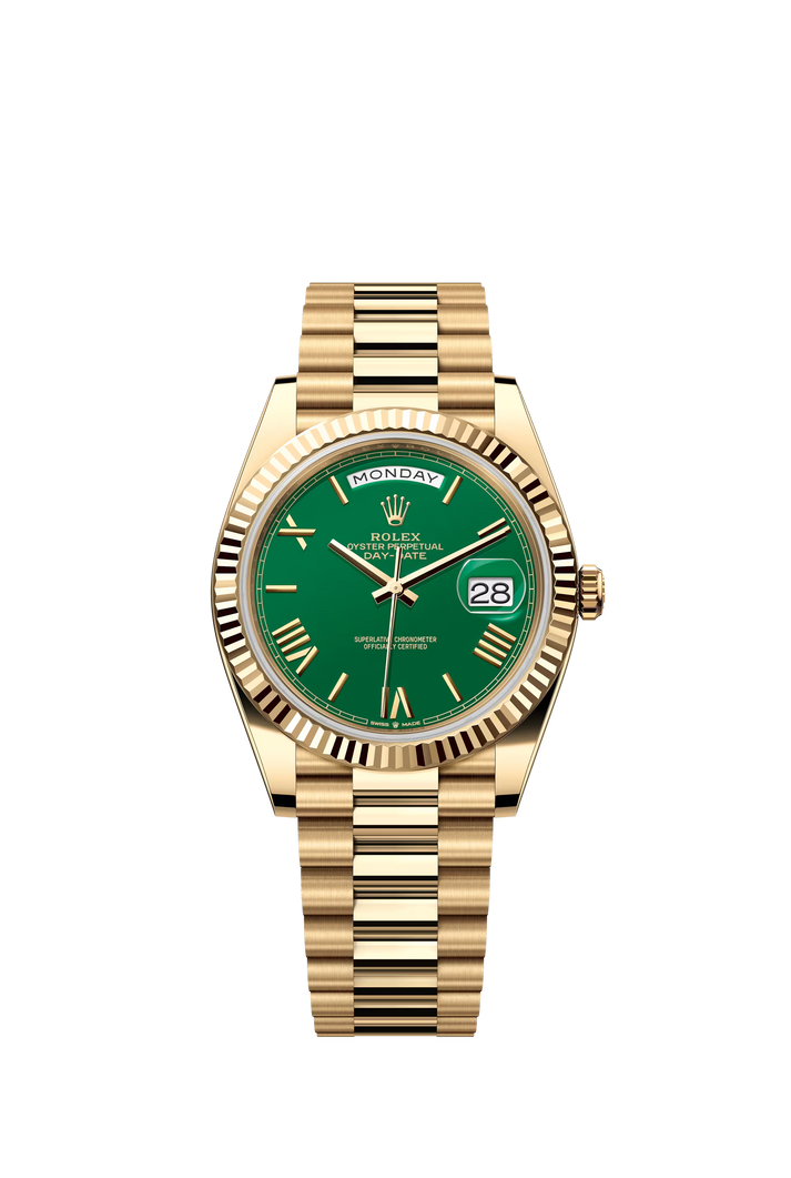 Day-Date 40 Yellow Gold Green Ombre Roman Numeral Dial – Viva-Mart